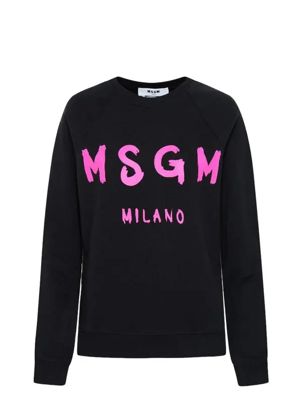 MSGM Logo Cotton Sweatshirt - Black