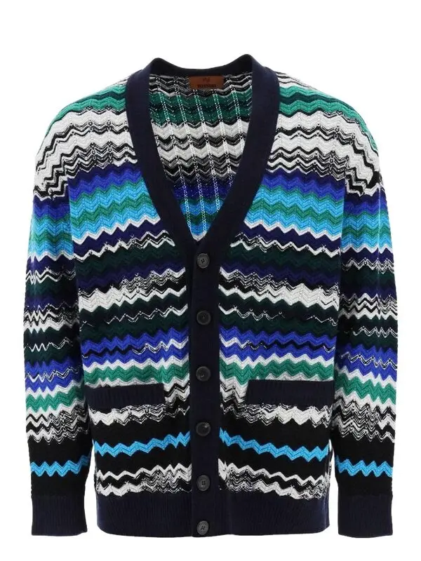 Missoni Zig-zag Knitted Button-up Cardigan - Black