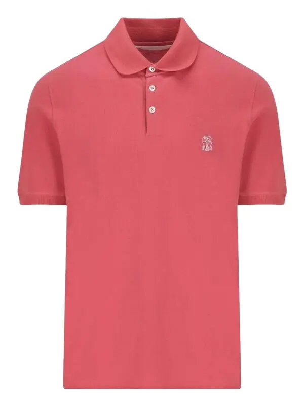 Brunello Cucinelli Logo Detailed Short-sleeved Polo Shirt - Red