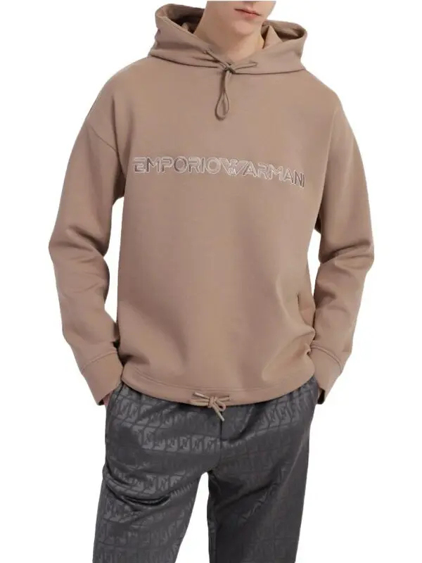 Emporio Armani Logo Hooded Sweater - Nude