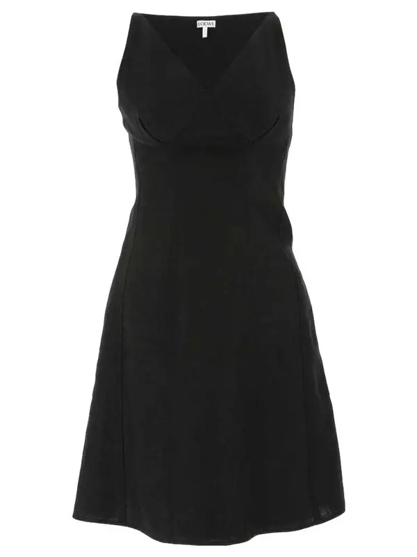 Loewe V-neck Sleeveless Trumpet Dress - Black