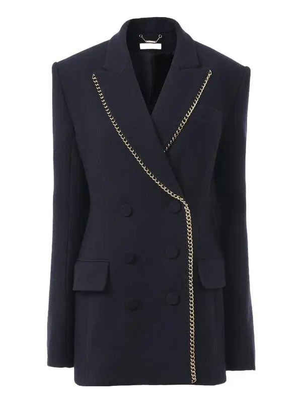 Chloé Chain-embellished Double-breasted Jacket - Blue