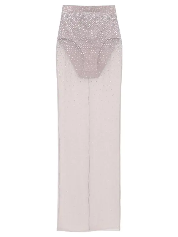 Alex Perry Crystal Embellished Mesh Maxi Skirt - White