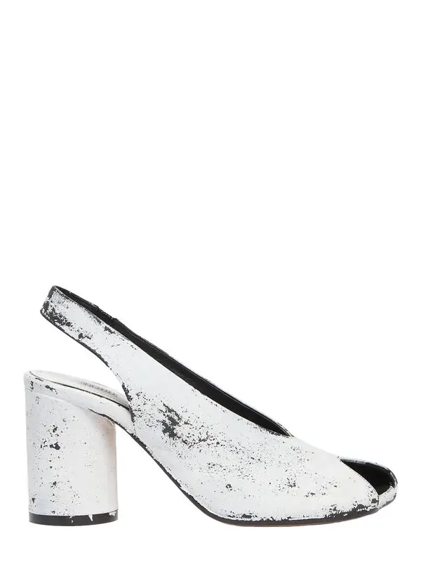 MAISON MARGIELA Peep Toe Slingback Block Heel Sandals - Black And White