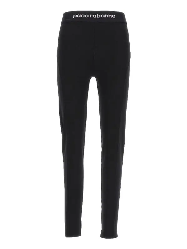 Rabanne Logo Detailed High Waisted Leggings - Black