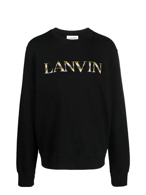 LANVIN Logo Embroidered Crewneck Sweatshirt - Black