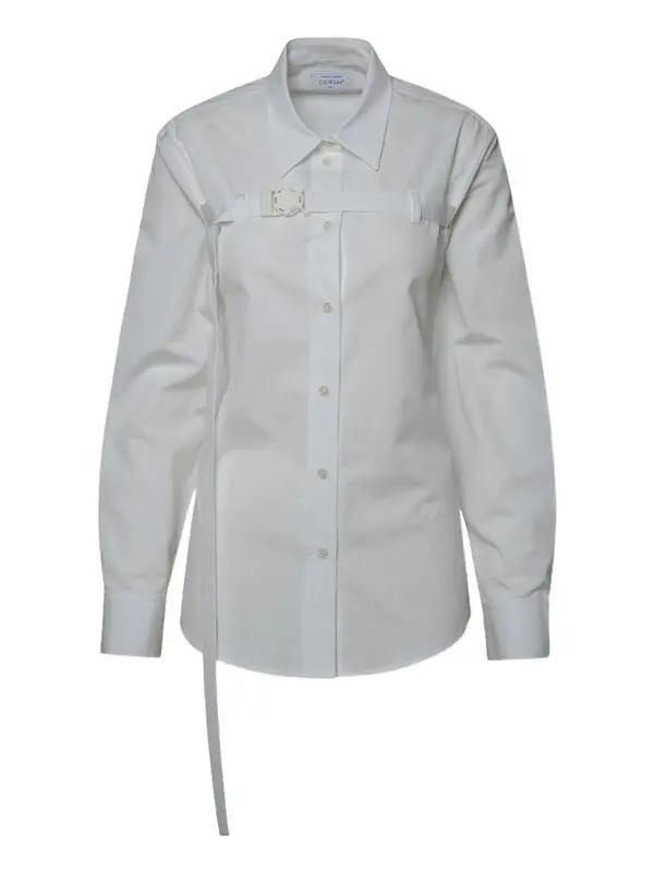Off-White Buckle Detailed Cut-out Shirt - Gray