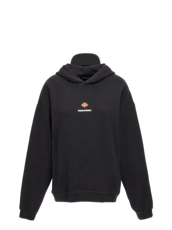 Dsquared2 Logo Printed Long Sleeve Hoodie - Black