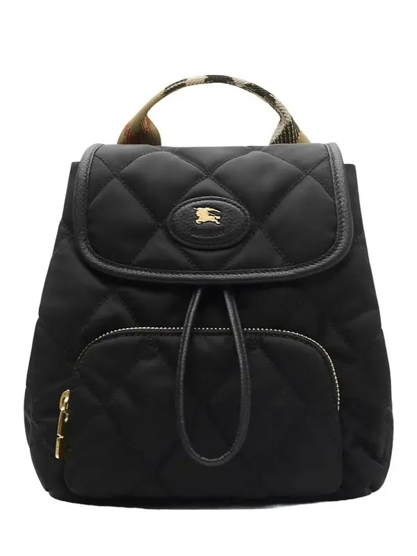 Burberry Quilted Horseshoe Drawstring Backpack - Black