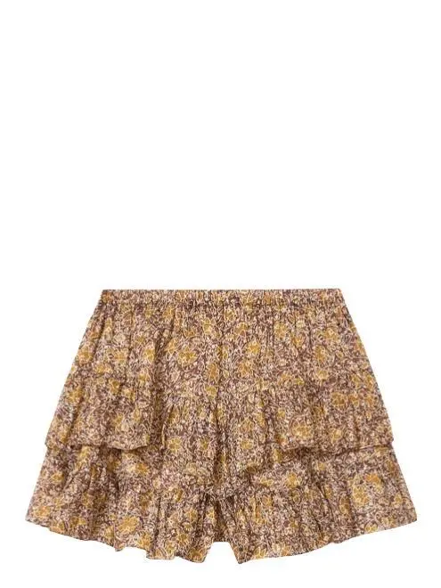 Isabel Marant Étoile Jocadia Ruffled Floral Print Shorts - Khaki