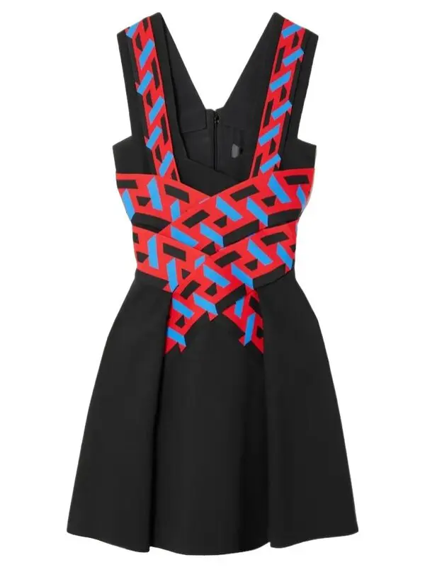Versace La Greca Sleeveless Mini Dress - Black