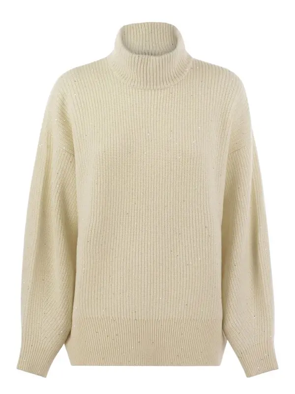 Brunello Cucinelli Lurex High Neck Pullover - Nude