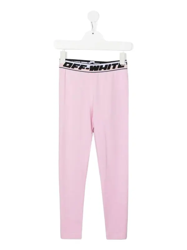 Off-White Logo-waistband Leggings - Pink