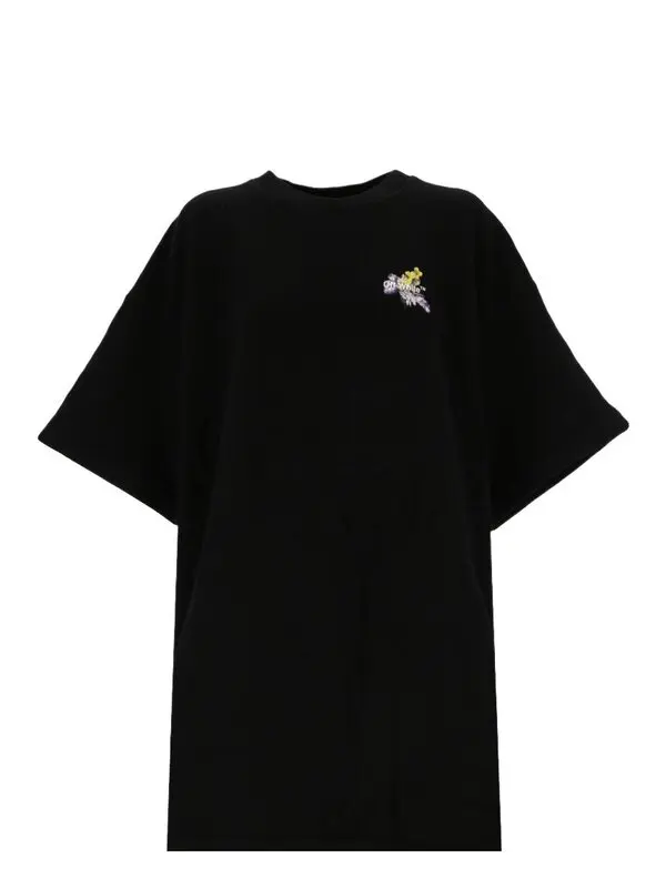 Off-White Painted Arrows Motif T-shirt Dress - Black