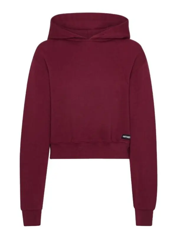 ROTATE BY BIRGER CHRISTENSEN Cropped Drawstring Hoodie With Raglan Sleeves - Bordeaux Red