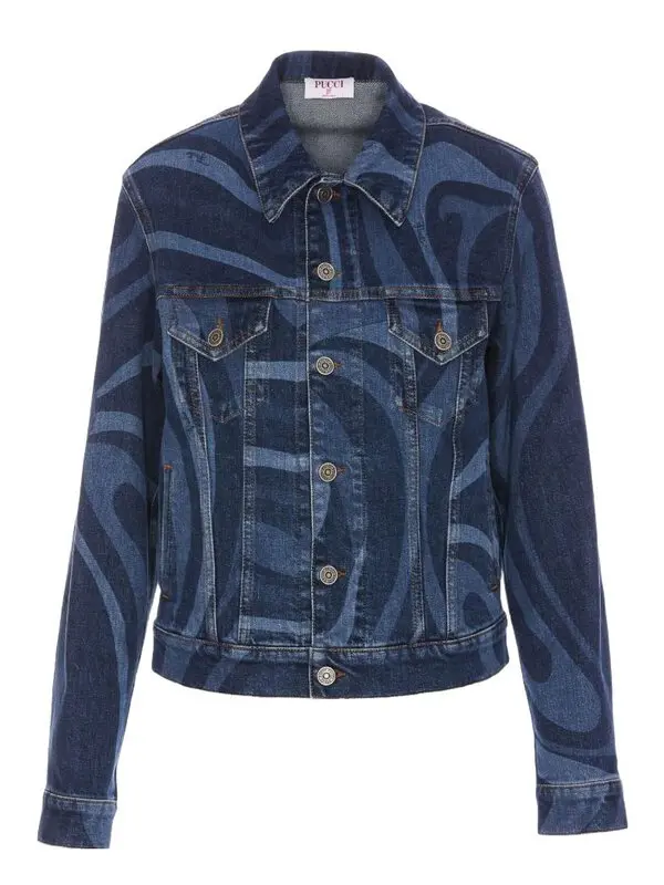 Emilio Pucci Swirl-printed Denim Jacket - Blue