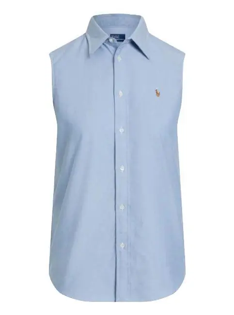 Polo Ralph Lauren Sleeveless Logo Embroidered Oxford Shirt - Blue
