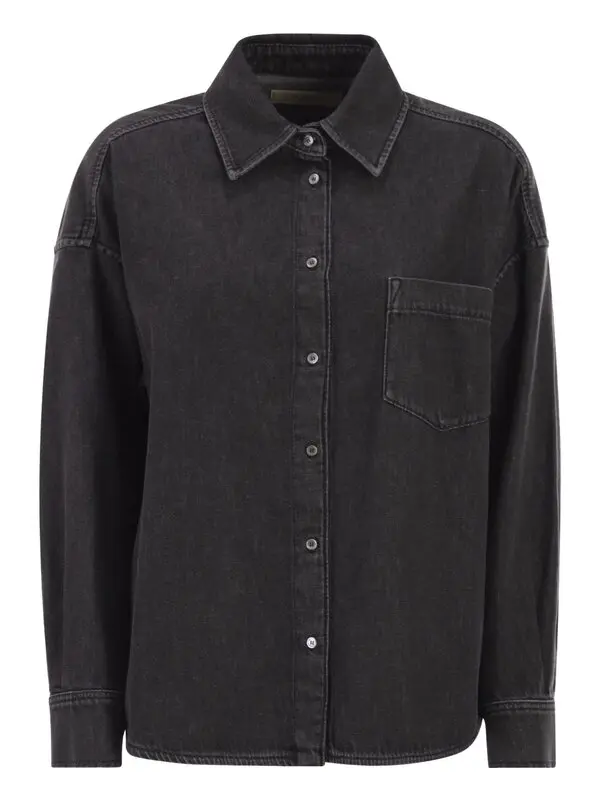 Max Mara Oversized Pocket Denim Shirt - Black