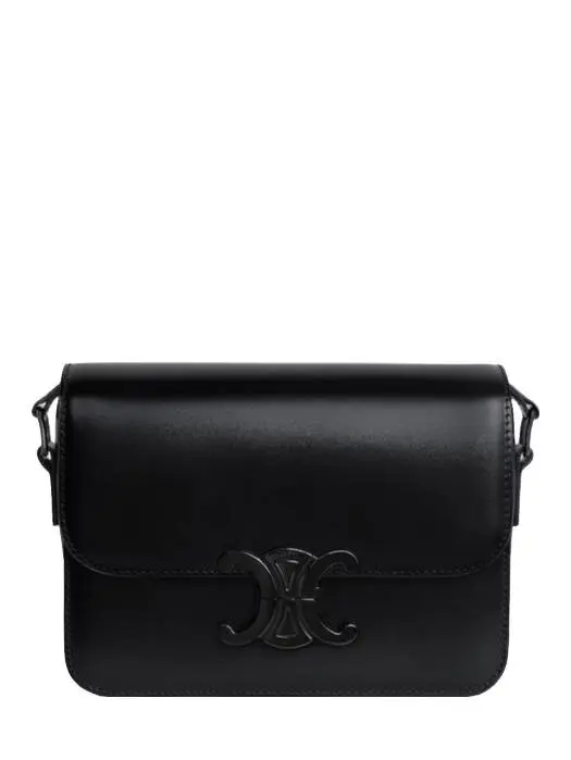 Celine Classique Triomphe Bag In Shiny Calfskin - Black
