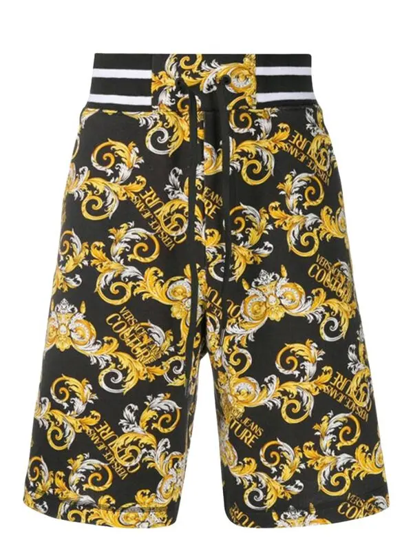 Versace Barocco Print Drawstring Shorts - Green