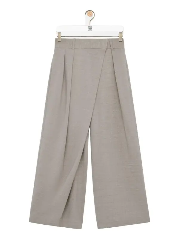 Loewe Asymmetric Pleated Wrap Trousers - Light Beige Mixed Color
