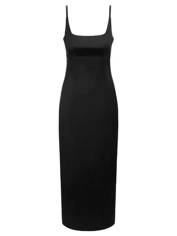 Staud Square Neckline Maxi Dress With Slit Detail - Black