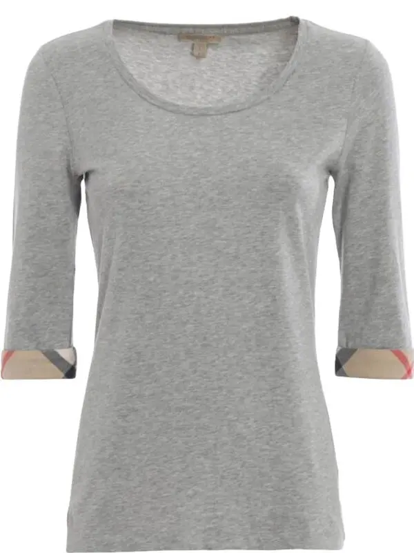 Burberry Classic Checked Sleeve T-shirt - Gray