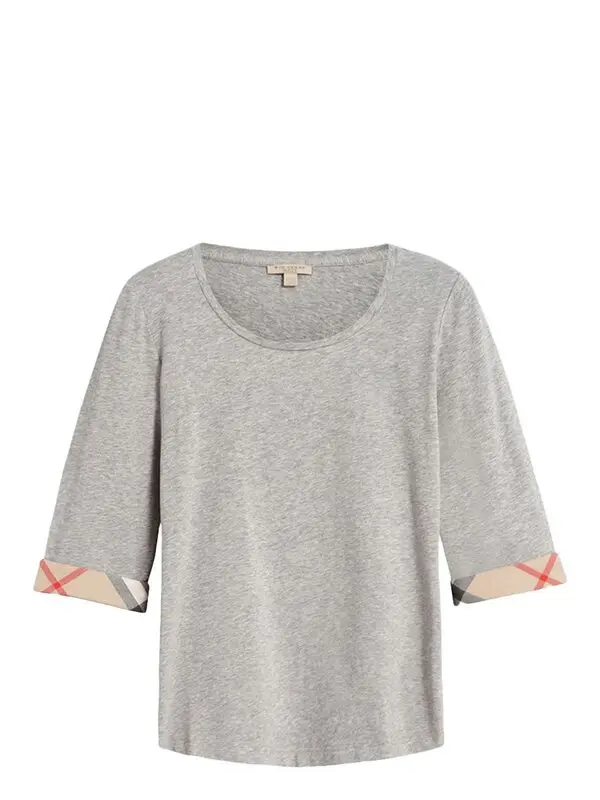 Burberry Classic Checked Sleeve T-shirt - Gray