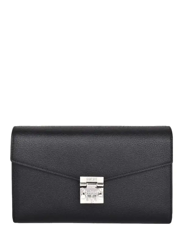 Mcm Litchi Emblem Single Shoulder Bag - Black