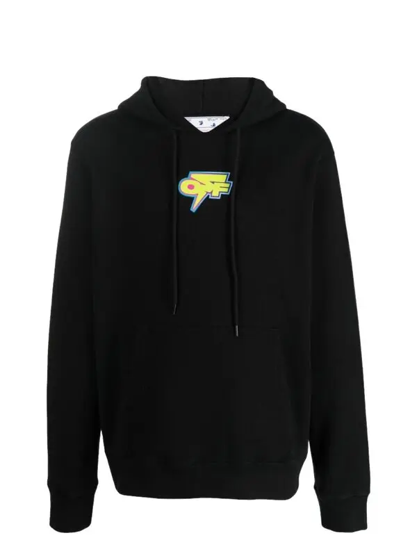 Off-White Cotton Arrows Print Hoodie - Black