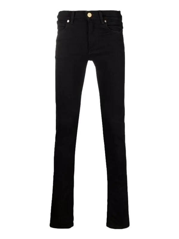 Versace Logo Patch Slim-fit Jeans - Black