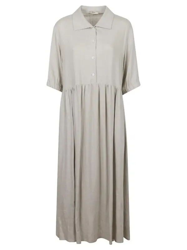 Herno Short Sleeve Buttoned Midi Dress - Gray