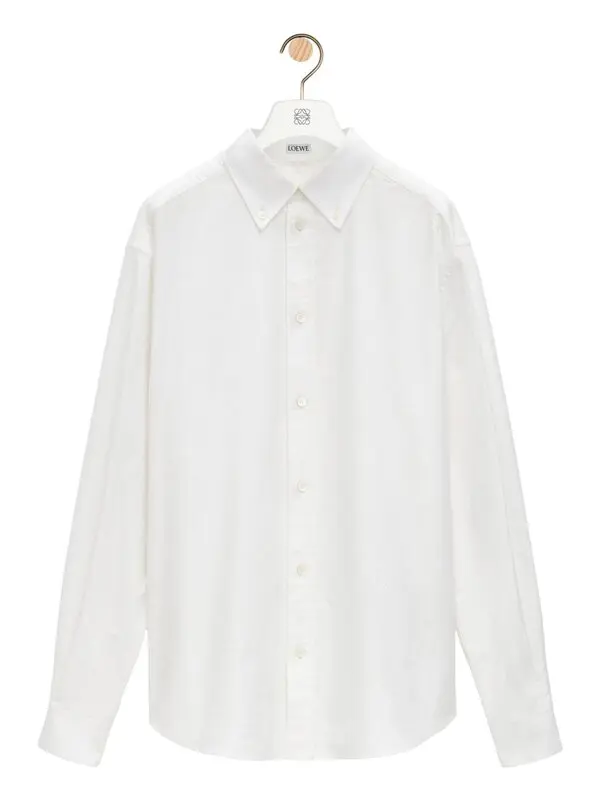 Loewe Logo Embroidered Long-sleeved Shirt - White