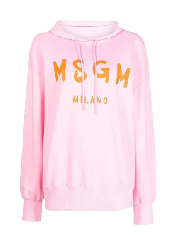 MSGM Logo-printed Hooded Sweatshirt - Pink