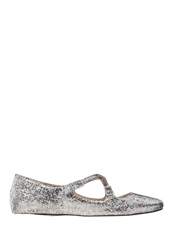 Dior Glitter Mary Jane Ballet Flats - Silver