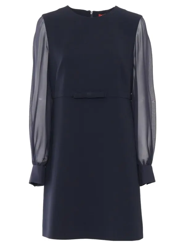 Max Mara Ritmo Crewneck Long-sleeved Dress With Sheer Sleeves - Black