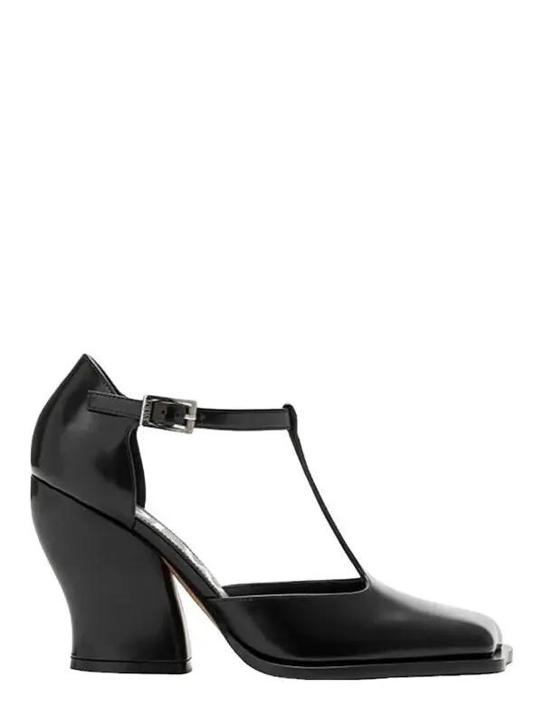 Loewe T-bar Chunky Heel Pumps - Black