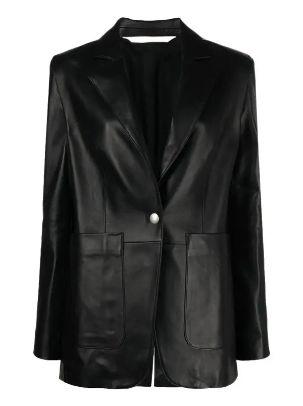 Palm Angels Leather Track Blazer - Black