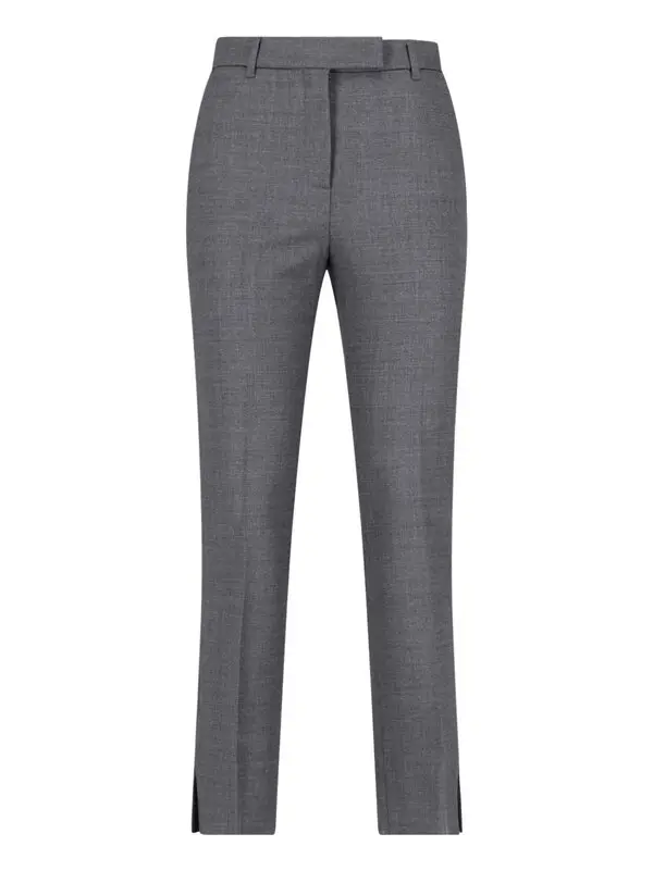 Incotex High-waisted Casual Pants With Ankle Slits - Gray
