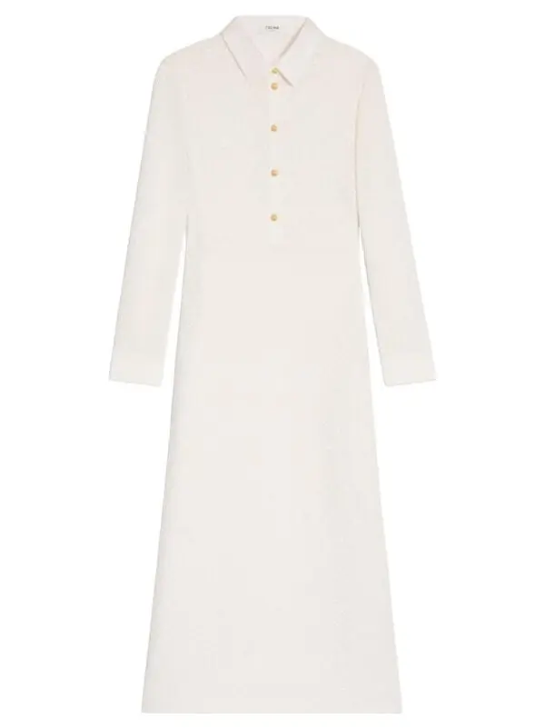 Celine Midi Polo Dress In Crochet Cotton - White