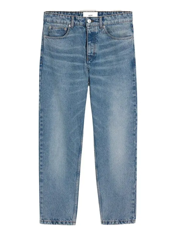 Ami Logo Patch Tapered Fit Jeans - Imitation Old Blue
