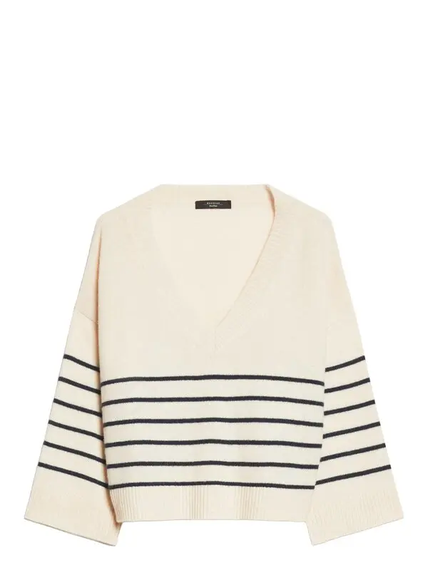 Max Mara Striped V-neck Jumper - Beige