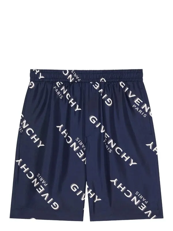 Givenchy Logo Shadow Printed Bermuda Shorts - Navy Blue