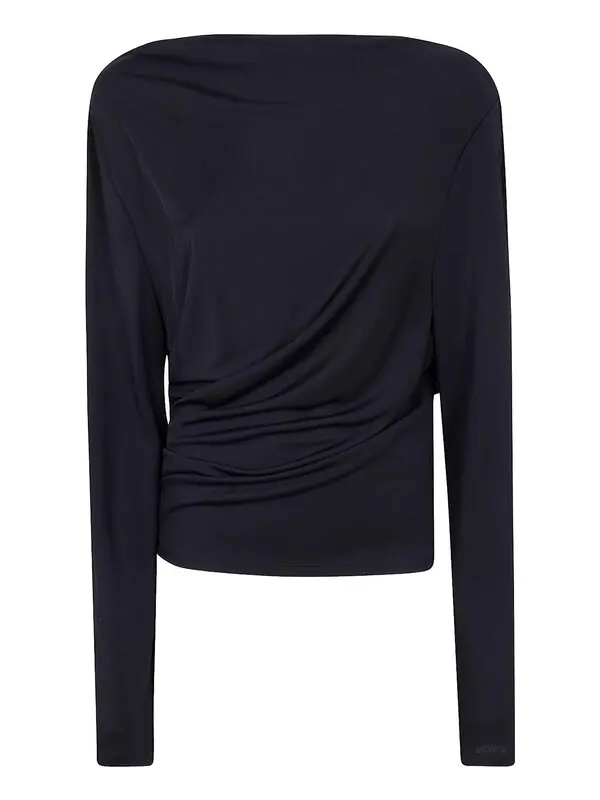 Jacquemus Draped Long Sleeve Top - Black