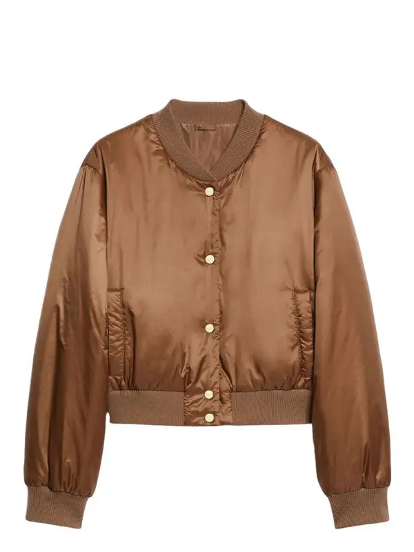 Max Mara Buttoned Long-sleeve Bomber Jacket - Caramel
