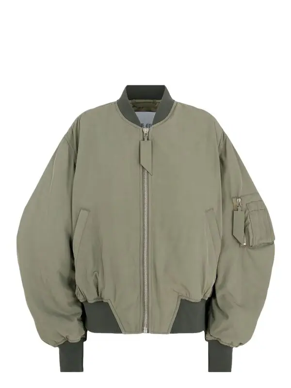 Attico The Anja Zipped Bomber Jacket - Military Green
