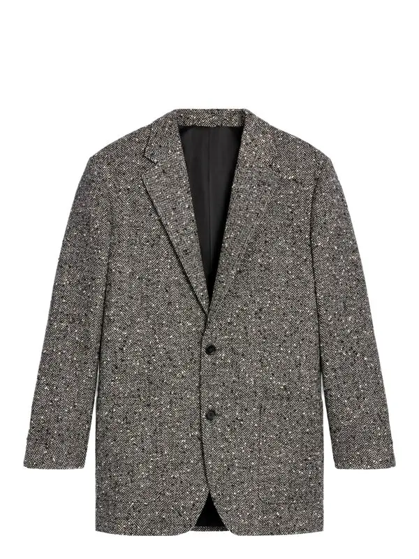 Celine Garçon Jacket In Herringbone Wool Natt - Ivory/black