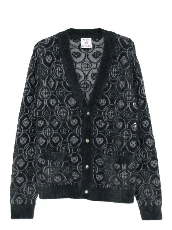 Casablanca Monogram Knitted Cardigan - Black