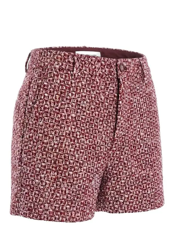 Gucci Tweed Shorts With Interlocking G Button - Pink And Red
