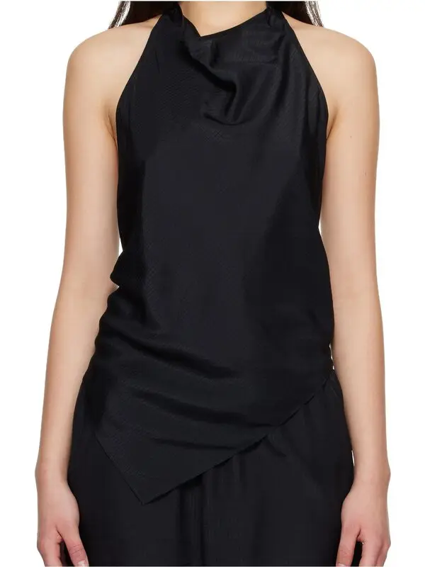 ST. AGNI Halter Top With Cowl Neck And Handkerchief Hem - Black